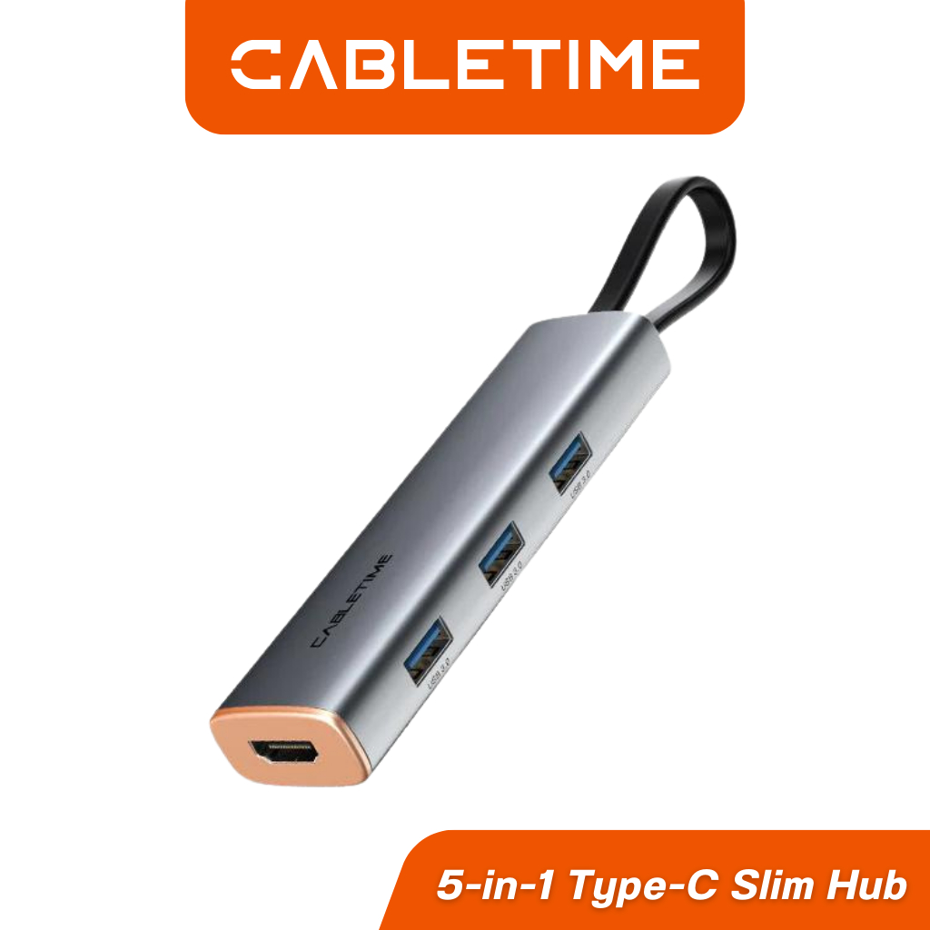 Cabletime Slim 5-in-1 USB Type-C To HDMI Multiport Adapter With Power ...