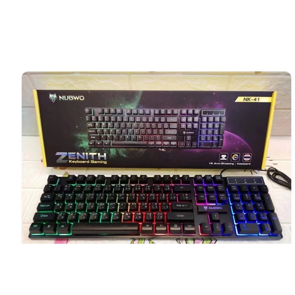 ส่งจากไทย NUBWO NK-41 ZENITH keyboard Gaming NK41 คีย์บอร์ดปุ่มยาง ไฟ ...