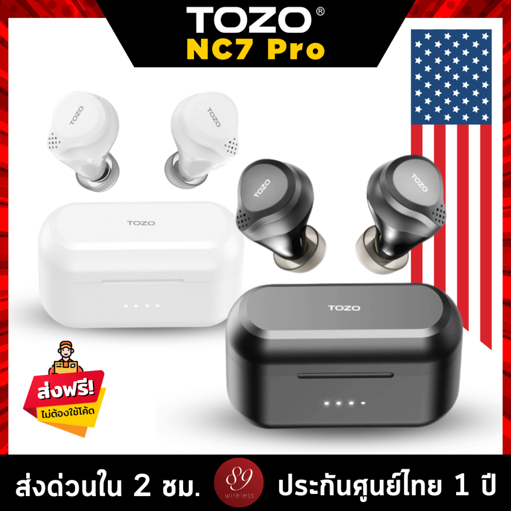 🇹🇭ประกันศูนย์ไทย 1 ปี TOZO NC7 Pro หูฟังบลูทูธ In-Ear 6 Mics ENC IPX6 ...