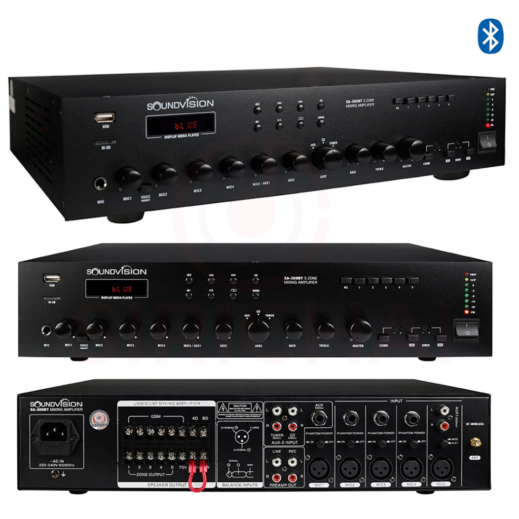 เครื่องขยายเสียง5โซน300วัตต์ SOUNDVISION รุ่น SA300BT มีฟังก์ชั่น ...