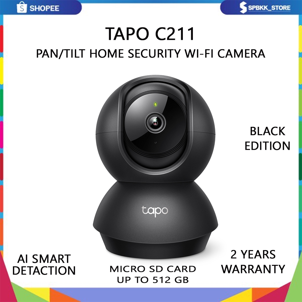 TP-Link Tapo C211 กล้องวงจรปิดไร้สายสีดำ ความละเอียด 2K 3MP Security Wi ...