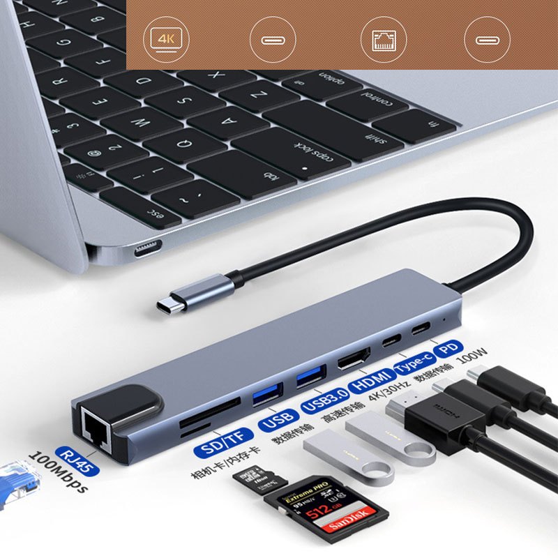 อะแดปเตอร์ฮับ 7-in-1 Type C HUB เป็น USB 3.0 + USB + HDMI 4K + USB-c ...