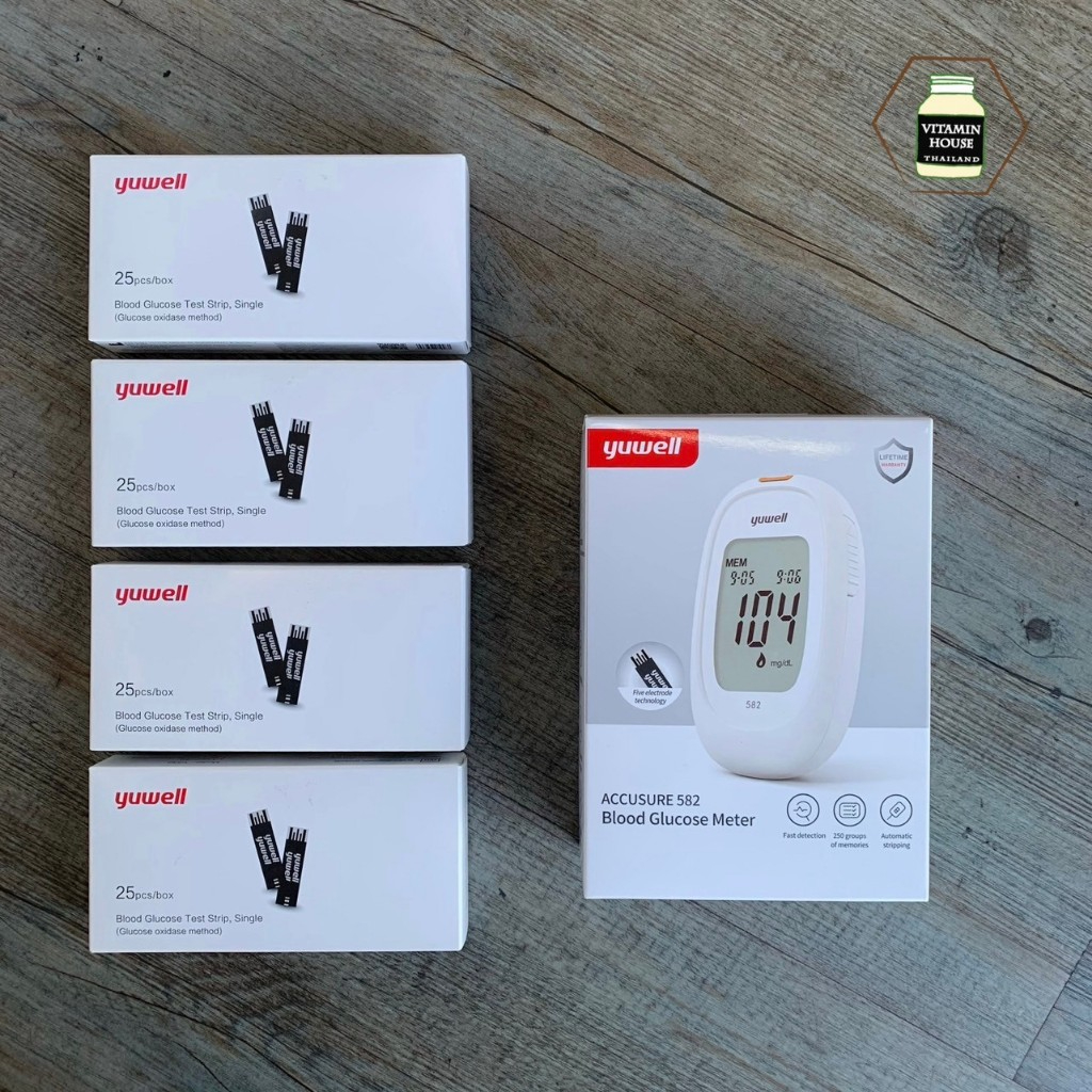Yuwell เครื่องตรวจวัดระดับน้ำตาลรุ่น BGM 582 ฟรี! แถบตรวจน้ำตาล 4 กล่อง | Shopee Thailand