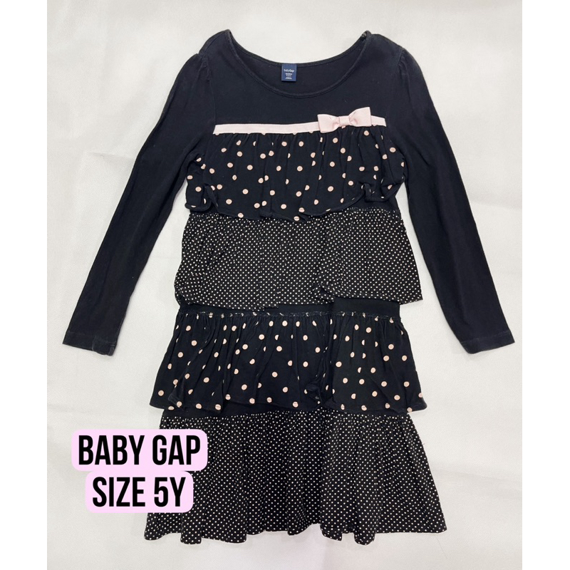 เดรสระบายสีดำแต่งขอบโบว์ Baby Gap ของแท้ size 5y | Shopee Thailand