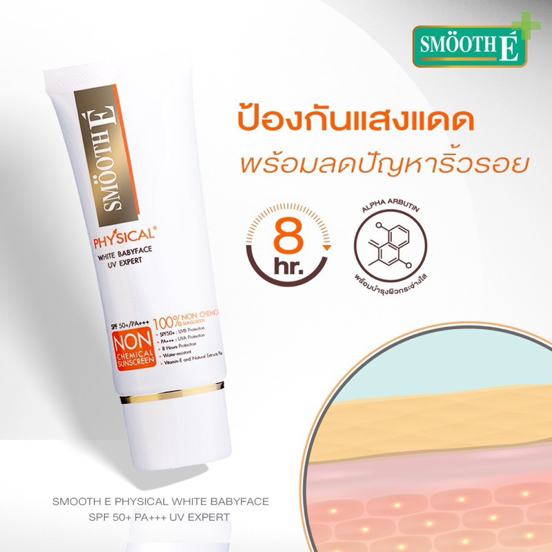 Smooth E Physical White BabyfaceUV Expert SPF 50+ PA+++ | Shopee Thailand