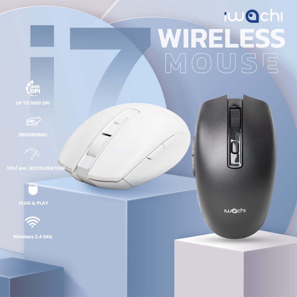 เมาส์ไร้สาย IWACHI i7 Wireless Mouse ระยะเชื่อมต่อ 10 เมตร DPI 3 ระดับ ...