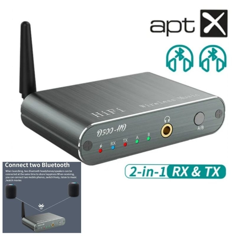 Bluetooth 5.2 รุ่น D500-HD ชิป Qualcomm HiFi Aptx HD ชาร์จแบต Type-C ...