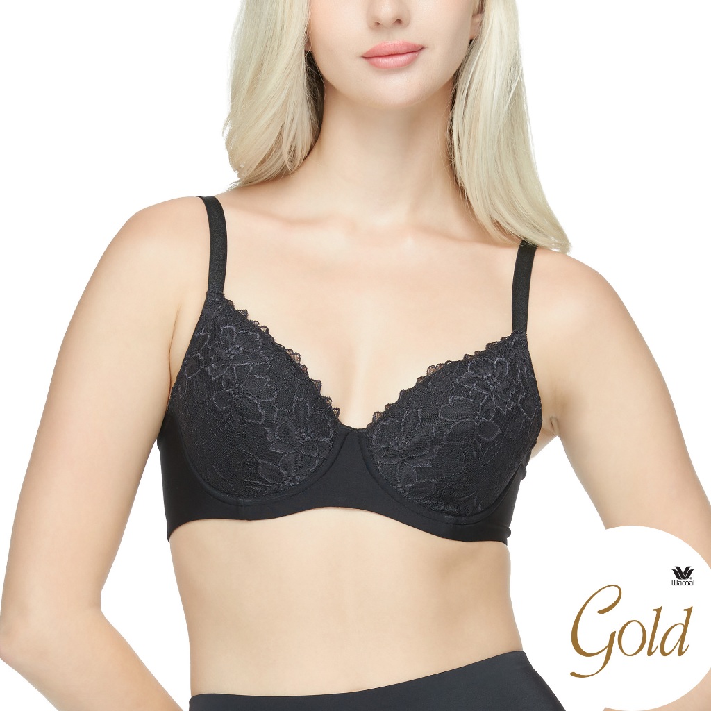 Wacoal Gold บราเพื่อสุขภาพเสริมโครงอ่อน ไม่เสริมฟองน้ำ รุ่น WO1725 สีดำ (BL) | Shopee Thailand