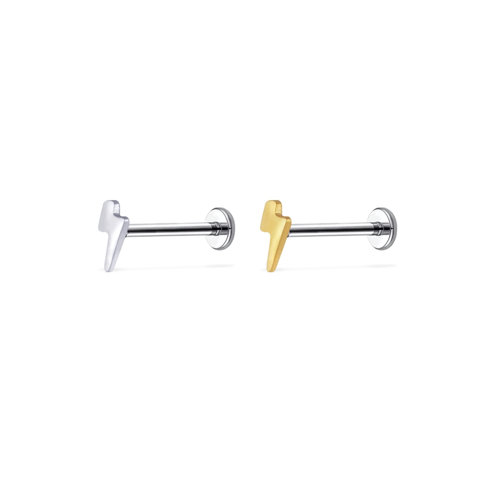 Piercingroom by Jay จิว/ต่างหูแป้นแบน สำหรับผิวแพ้ง่าย Lightning Bolt ...
