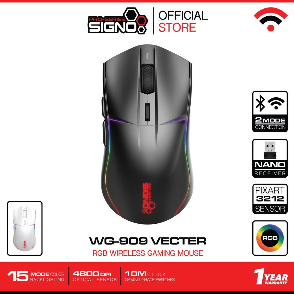 SIGNO RGB Wireless Gaming Mouse VECTER รุ่น WG-909 (เมาส์ เกมมิ่ง ...