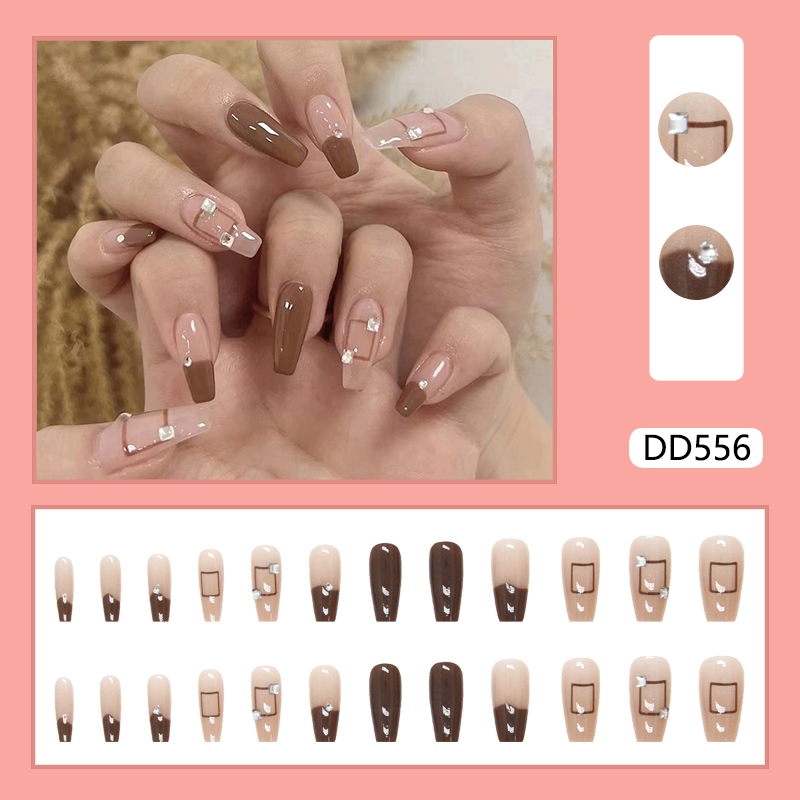 คริสต์มาส[R011]เล็บปลอม 3D สไตล์โมเดิร์นใช้งานง่าย กล่องละ 24 ชิ้น ...