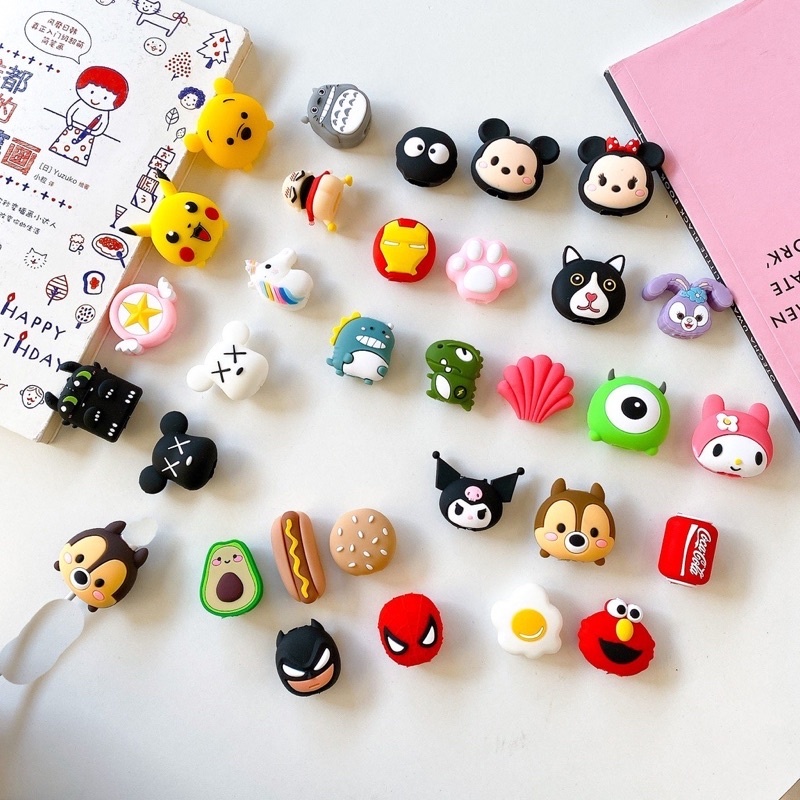 【ส่งจากไทย】Cable Bite ที่กันสายหัก ลายการ์ตูน cable protector สำหรับ สายชาร์จ iP/Android/USB ...