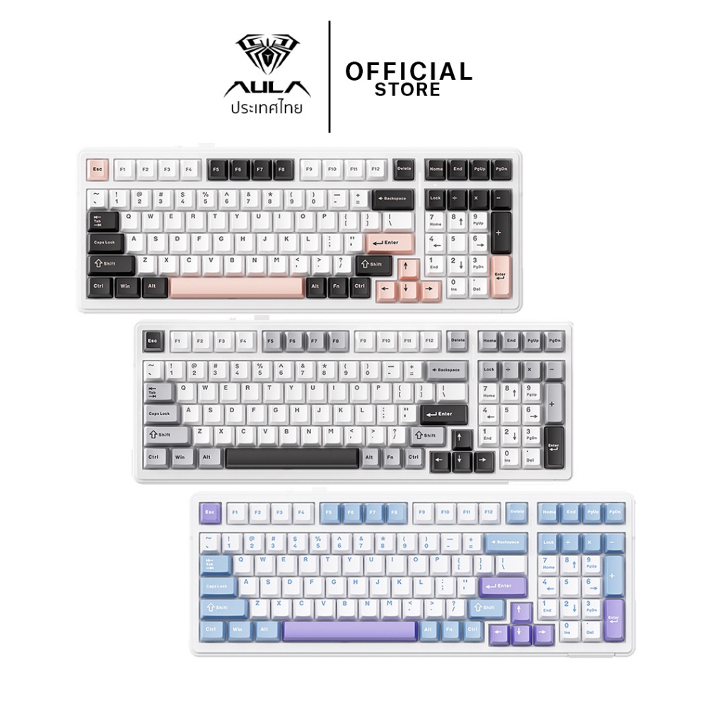 คีย์บอร์ดไร้สาย - AULA F99 Gasket Mechanical Keyboard คีย์ไทย แบต 8 ...