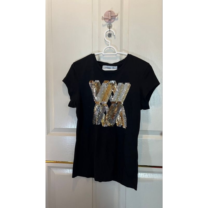 Zara basic Eur L เสื้อยืดงานปัก Zaraแท้ | Shopee Thailand