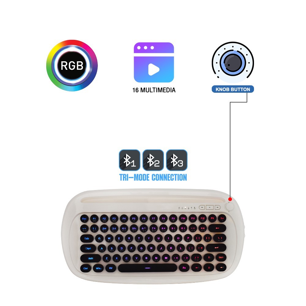 OKER คีย์บอร์ดไฟ RGB คีย์บอร์ดบลูทูธ Multi-Device Keyboard รุ่นK510 แถม ...