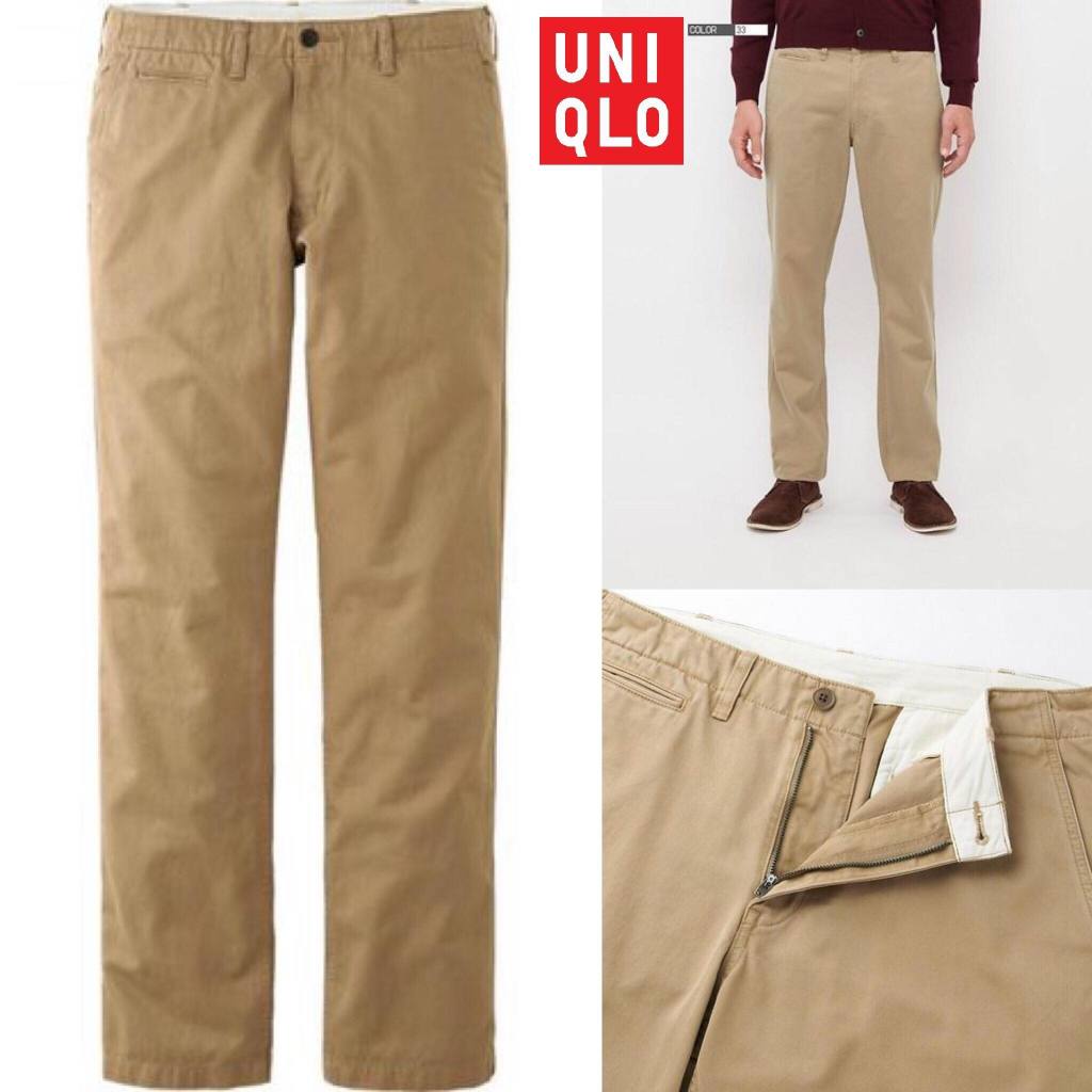 กางเกง uniqlo chino pants brown size34 brown ใหม่เก่าเก็บ | Shopee Thailand