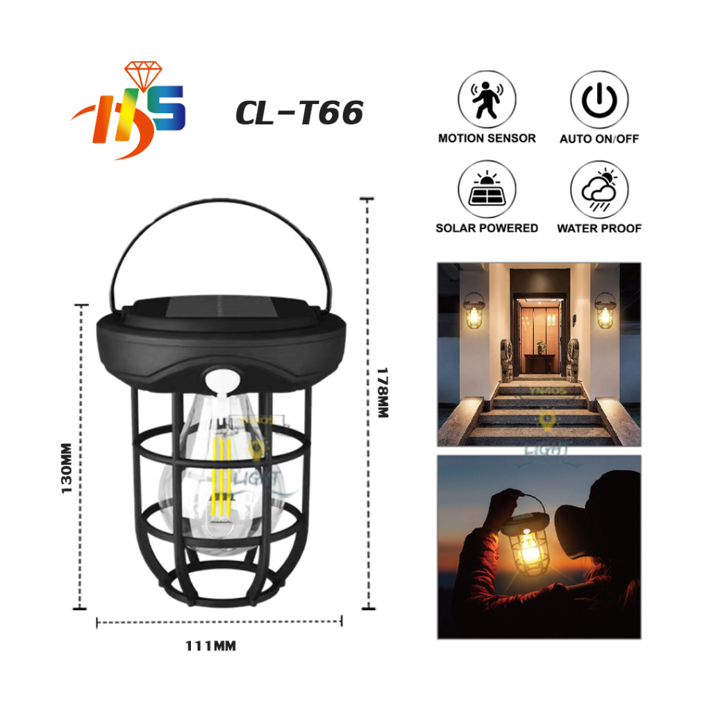 ตะเกียง แคมป์ปิ้งโซล่าเซลล์ LED CL-T66/T88 โคมไฟตะเกียง ,uเซ็นเซอร์ ปิด ...