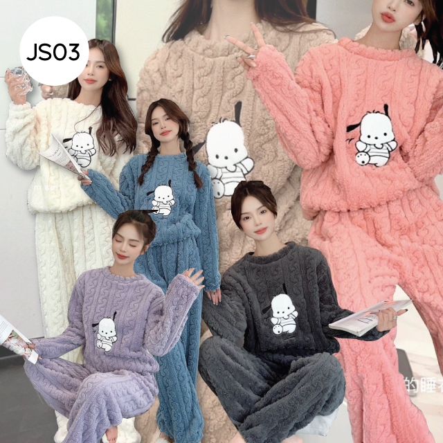 JS03 ชุดนอนผ้านาโน ผ้านุ่มนิ่ม แขนยาวขายาว ไอเทมหน้าหนาว | Shopee Thailand
