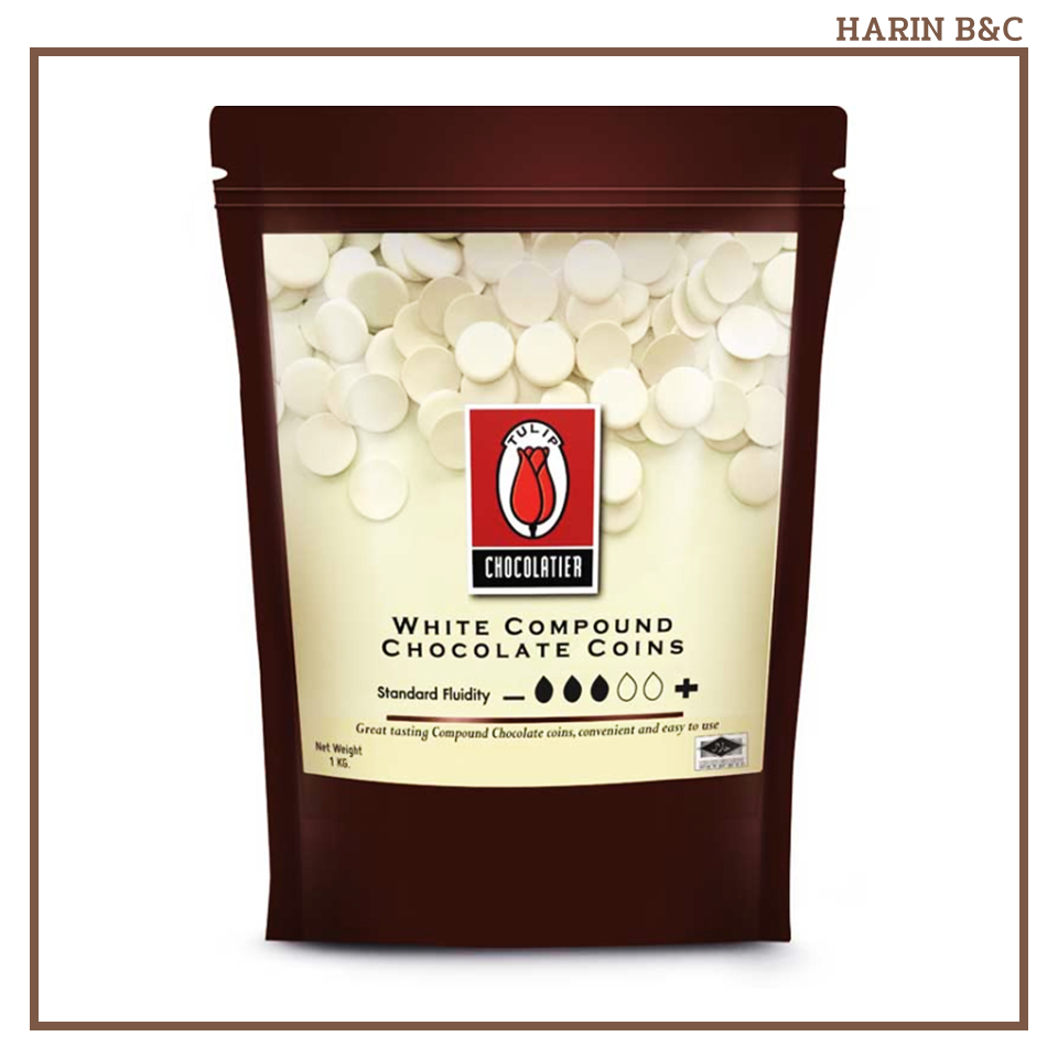 ไวท์ช็อกโกแลต คอมพาวด์ ชนิดเหรียญ ตราทิวลิป 1กก. / Tulip White ...