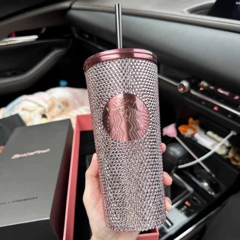แก้วเพชรLisa Starbucks💖เก็บความเย็น พร้อมกล่อง+หลอด | Shopee Thailand