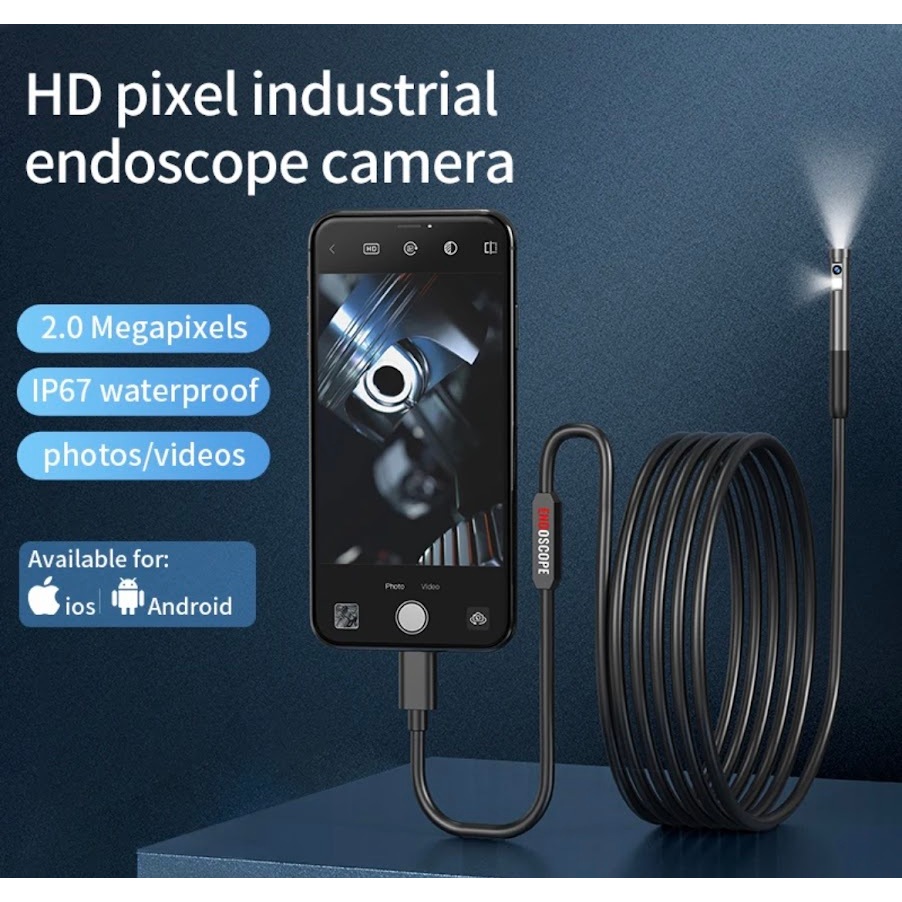 Inskam กล้องเอนโดสโคป IP67เลนส์คู่กันน้ำท่อตรวจสอบกล้องส่องท่อ8มม.เลนส์ ...
