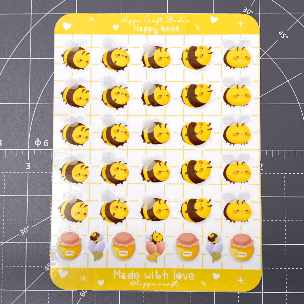 Happy Bees | Kawaii Character สติ๊กเกอร์น้องผึ้ง สติ๊กเกอร์ไดคัท พร้อมใช้งาน | Shopee Thailand