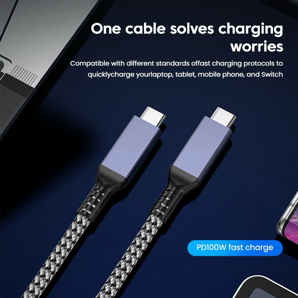 Coaxial 40Gbps Thunderbolt 4 สายเคเบิล USB4 Type C PD100W 5A 20V 4K 8K USB-C ถ่ายโอนข้อมูล ...