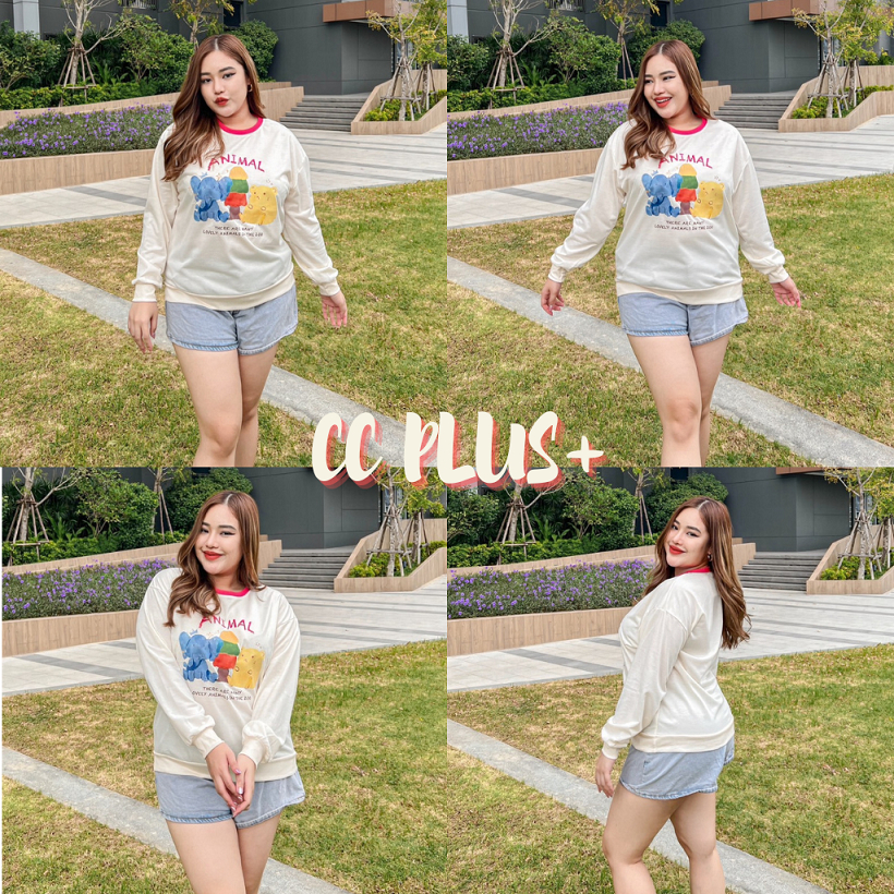 CC Plus+(6223-6) เสื้อสเวตเตอร์เเขนยาว ลายน่ารัก ผ้ายืด ใส่สบาย เหมาะ ...