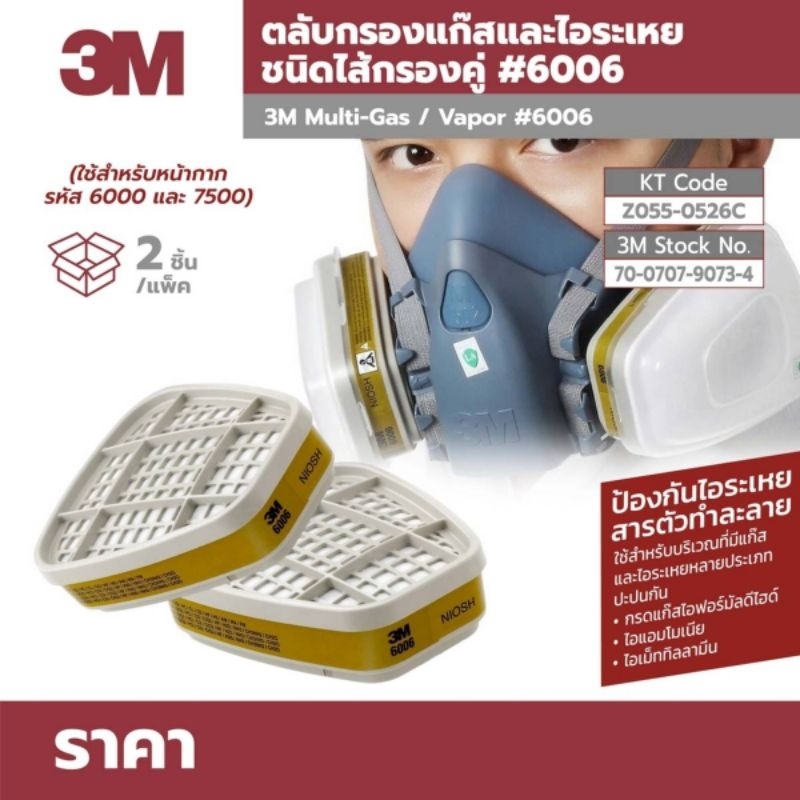 3M 6006 ไส้กรองแก๊สและสารระเหย(แพ็ค2ชิ้น) ของแท้100% | Shopee Thailand