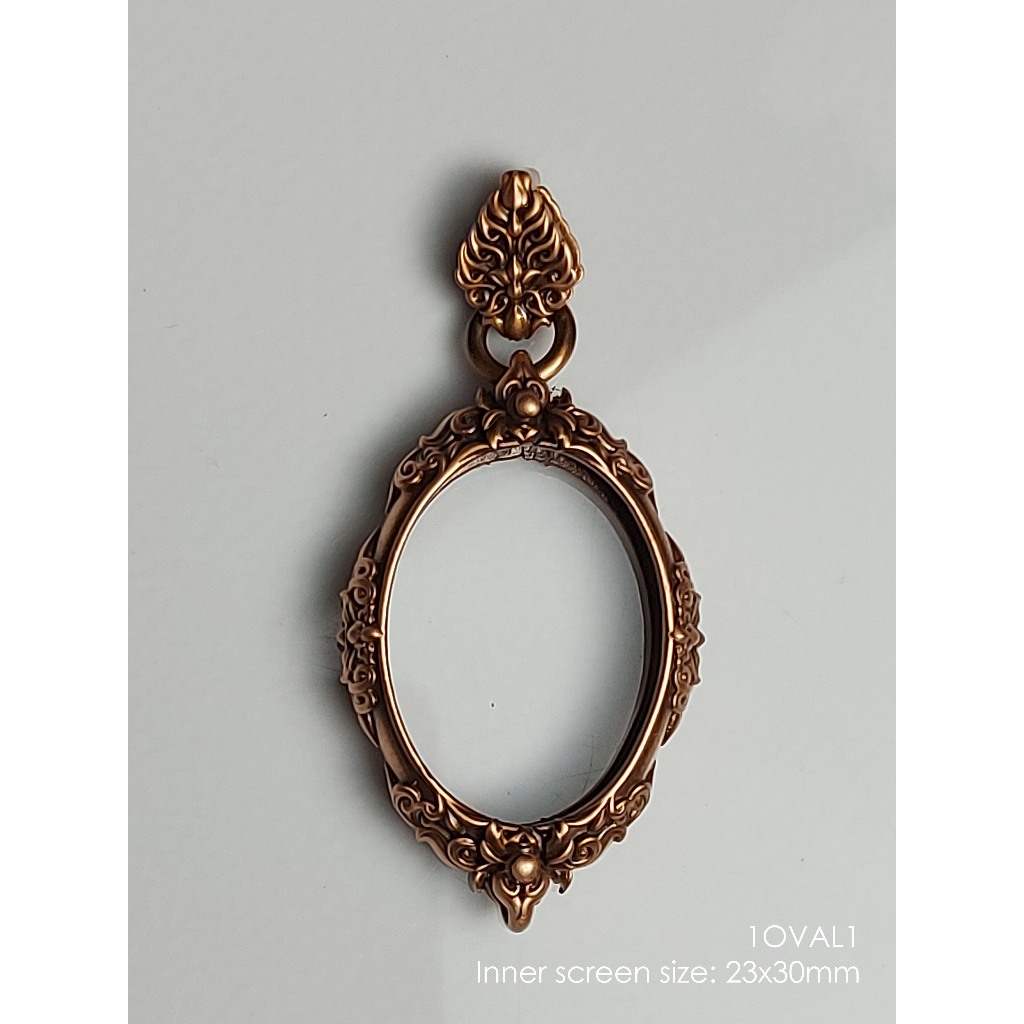 1OVAL1Bronze Oval amulet casing inner screen size 23x30mm กรอบพระบรอนซ์ ...