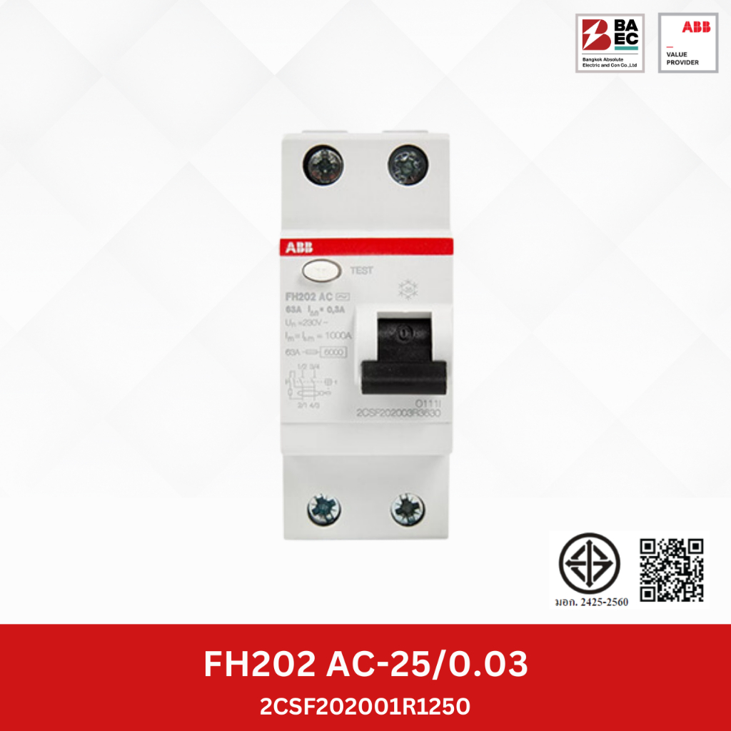 ABB FH202 AC-25/0.03 Residual Current Circuit Breaker | Shopee Thailand