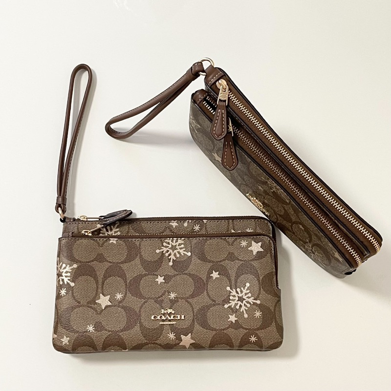 กระเป๋าCOACH DOUBLE ZIP WALLET IN SIGNATURE CANVASแท้100% | Shopee Thailand