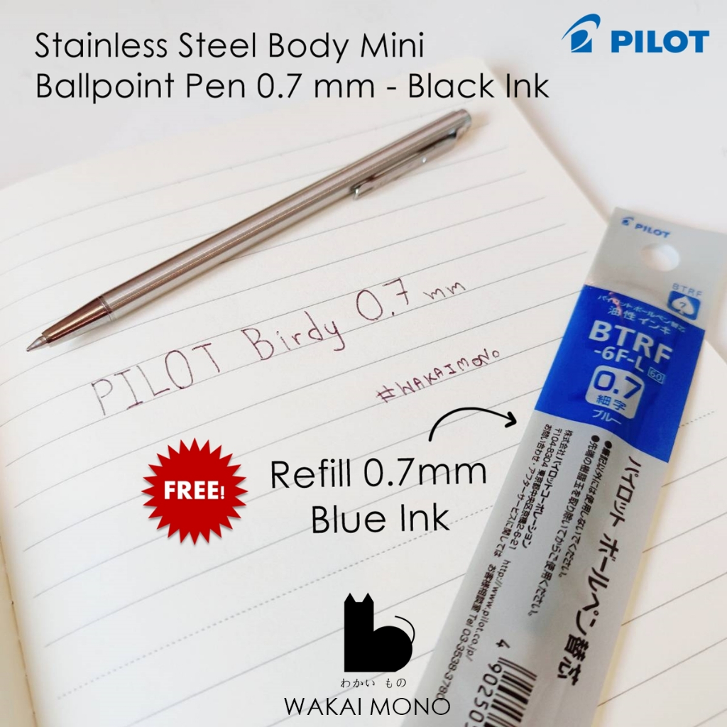 ปากกาจิ๋ว แถมไส้สีน้ำเงิน ฟรี Pilot Birdy Stainless Steel Body Mini ...