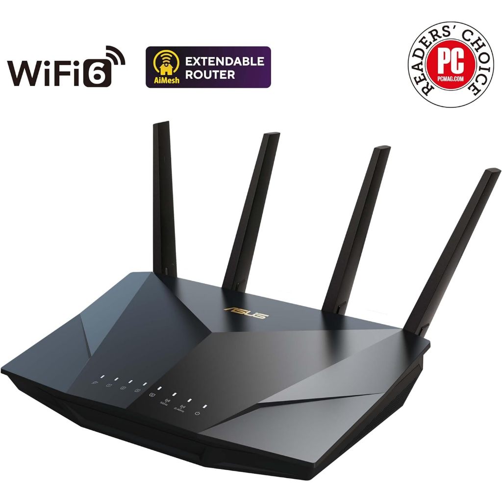 Router ASUS (RT-AX5400) Wireless AX5400 Dual band Gigabit Wi-Fi 6 - 3 ...