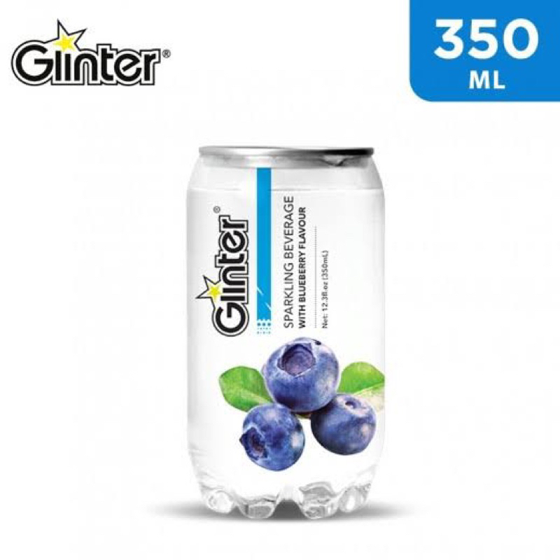 Glinter sparkling blueberries soda 350ml. เครื่องดื่มอัดก๊าซ กลิ่นบลูเบอร์รี่ ผลิตที่มาเลเซีย ...