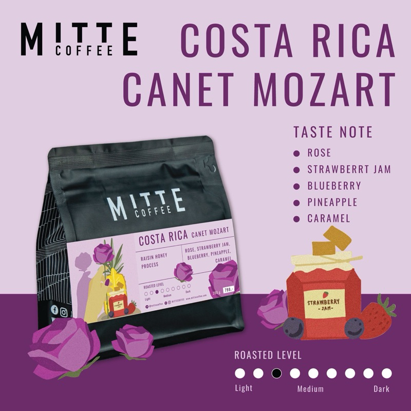 Mitte coffee เมล็ดกาแฟคั่วอ่อน Costa rica canet mozart raisin honey ...