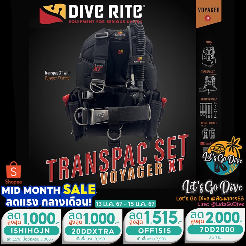 DIVE RITE - TRANSPAC XT + VOYAGER Wing Set - BCD - อุปกรณ์ดำน้ำ SCUBA ...