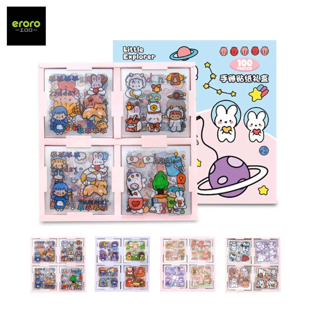 ERORO สติ๊กเกอร์ตกแต่ง มีให้เลือกหลายแบบ ลายน่ารักมากมาย ชุดสติกเกอร์ 100 ดวง รูปตัวการ์ตูน ...