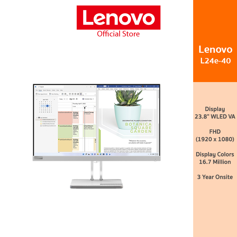 Lenovo Monitor L24e-40 23.8 1920x1080 16:9 HDMI VGA 3Y - 67AAKAC3TH ...