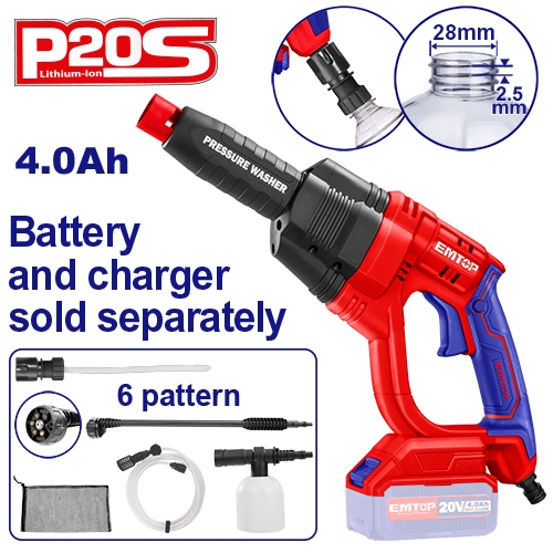 EMTOP เครื่องฉีดน้ำแรงดัน ไร้สาย แบตเตอรี่ 20v รุ่น ELPW2025012 ...