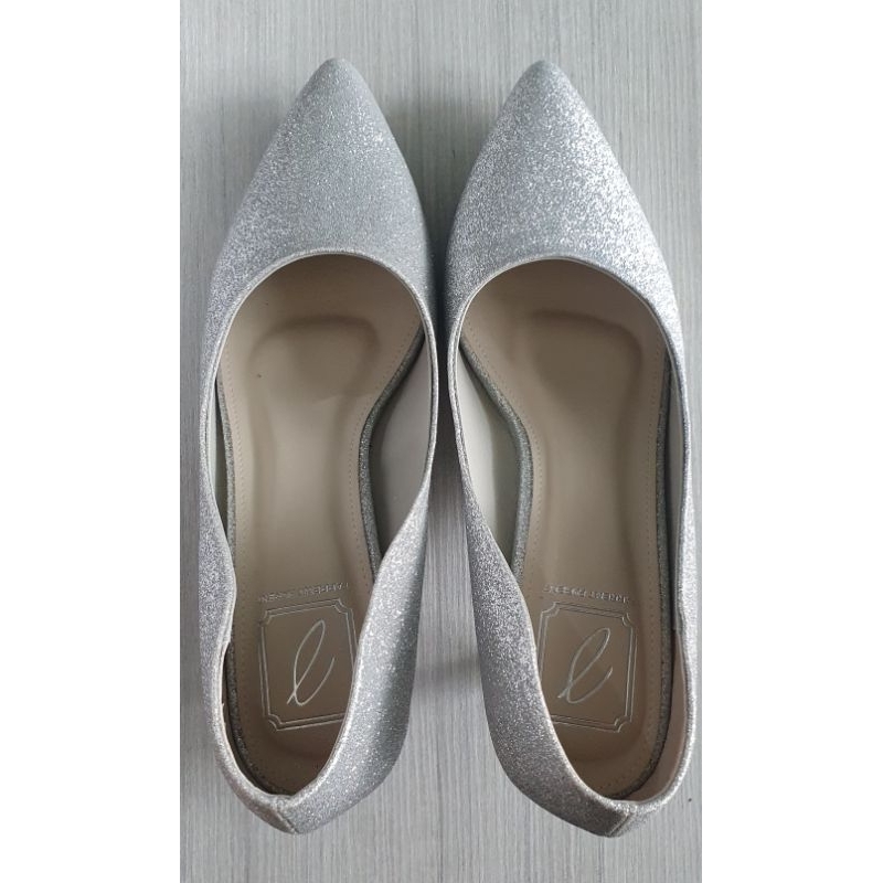รองเท้าแต่งงานมือสอง Farrent Farent กากเพชร สีเงิน Size 38 สูง 2 นิ้ว ...