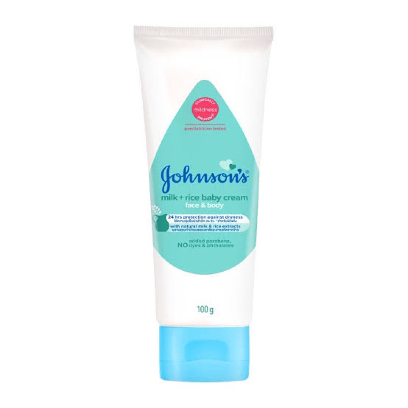 Johnson baby cream 100g. milk/ rice จอนสัน เบบี้ครีม แบบหลอด 2สูตร ...