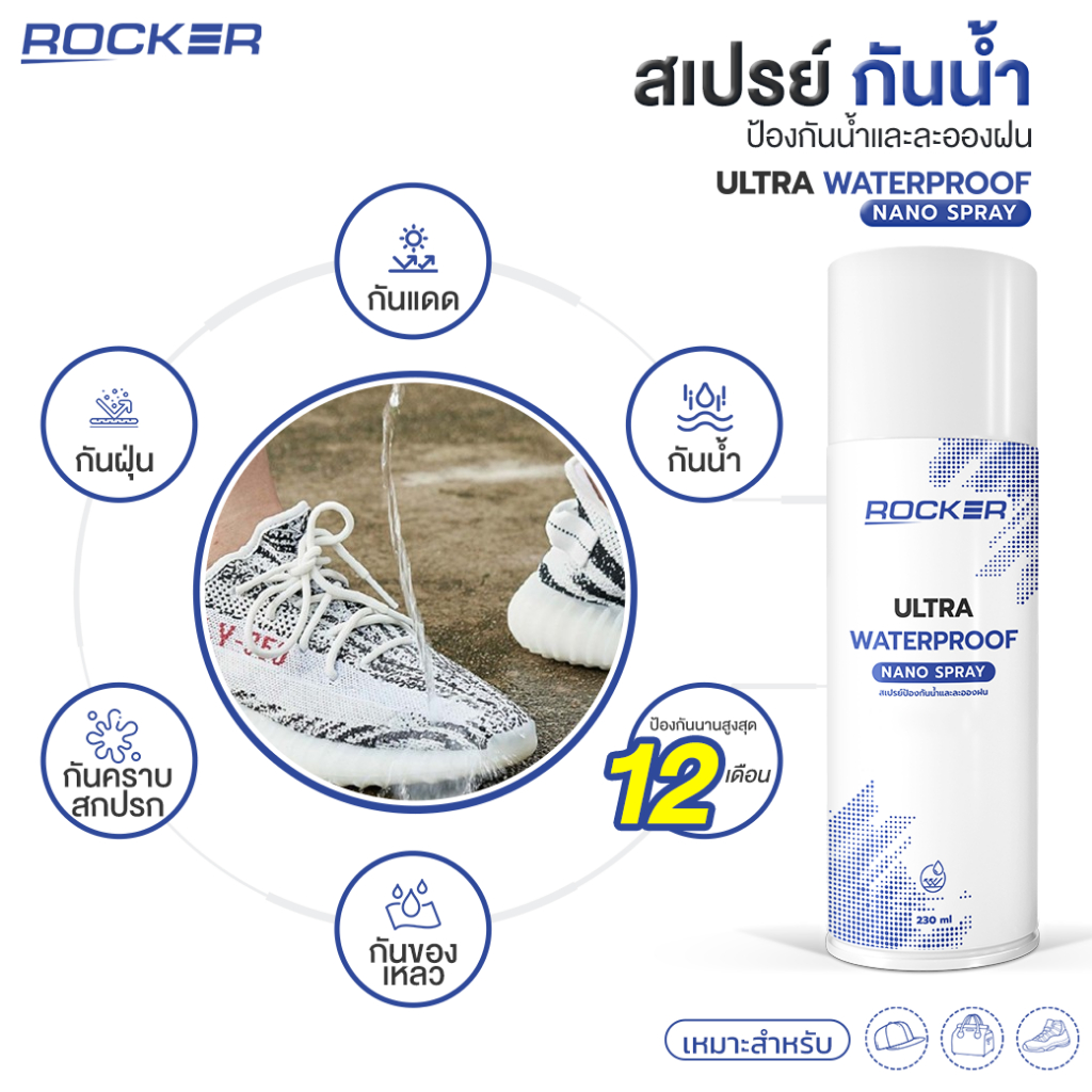 ROCKER WATERPROOF NANO สเปรย์กันน้ำ กันแดด กันฝุ่น รองเท้า กระเป๋า หมวก ...
