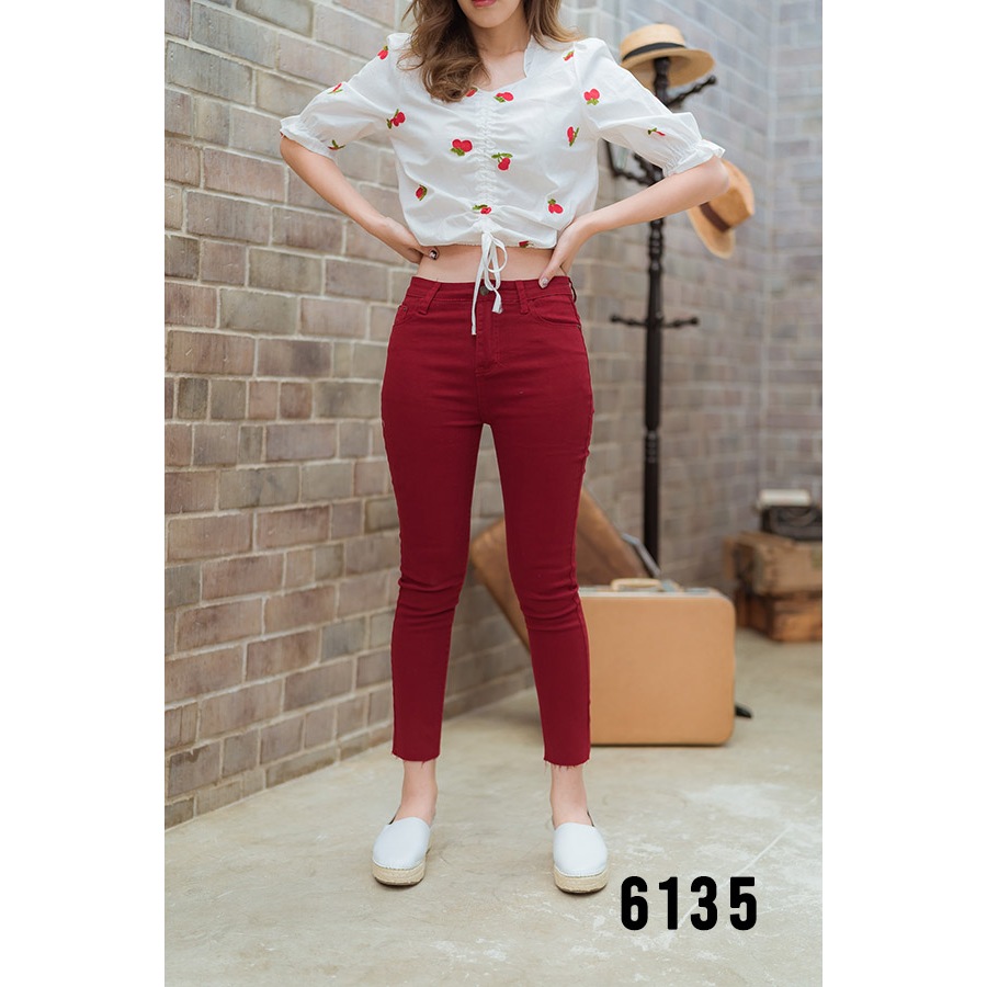 กางเกงยีนส์ "No. 6135 (สีแดง) ยีนส์ยืด ค่ะ | Shopee Thailand