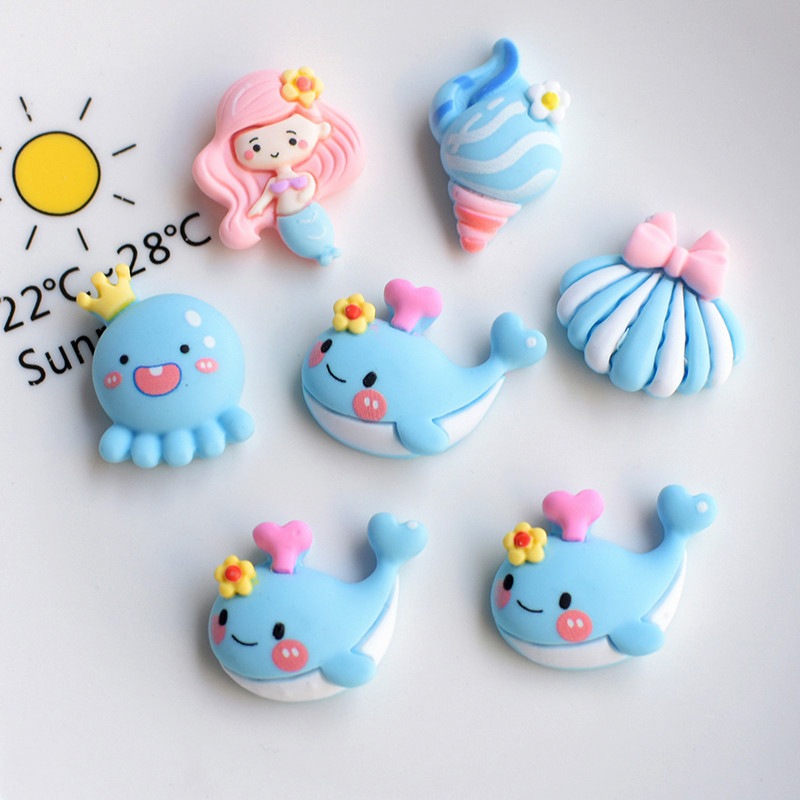 E003 เรซิ่นทะเลสีฟ้า 3D (1 ชุด 5 ตัว ครบแบบ) อุปกรณ์ตกแต่ง งาน DIY แต่ง ...