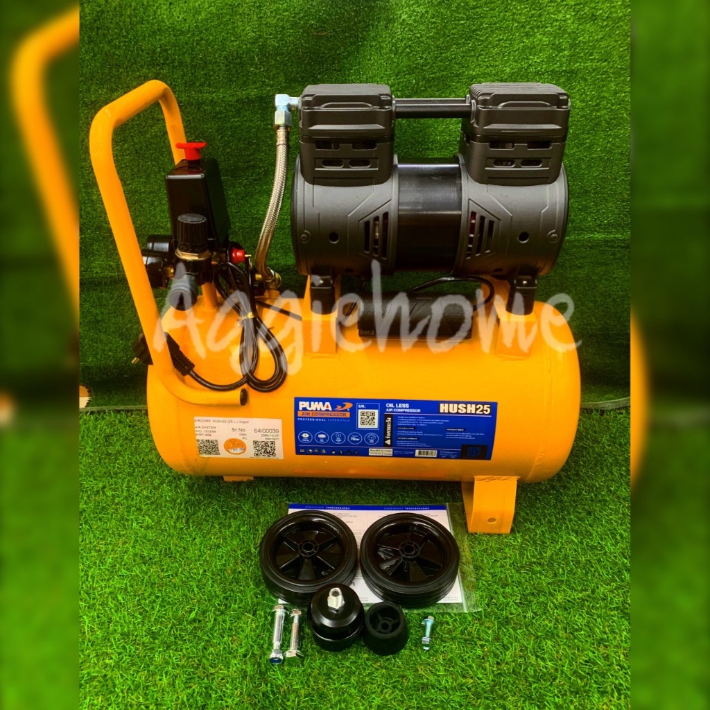 PUMA ปั๊มลม รุ่น HUSH25 25ลิตร 1HP 750วัตต์ 220V OIL-LESS AIR ...