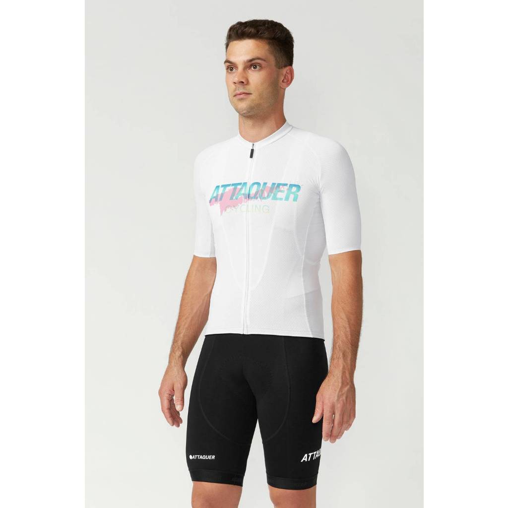 เสื้อจักรยาน Attaquer All Day Overspray Jersey White/Teal/Dirty Pink ชาย / หญิง | Shopee Thailand