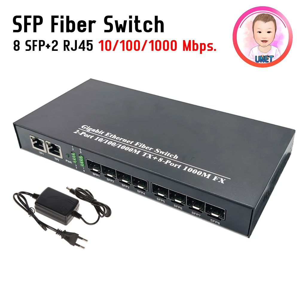 Fiber Optic SFP Switch 8 Port Port Lan แบบ 10/100/1000 2 Port สำหรับ ...
