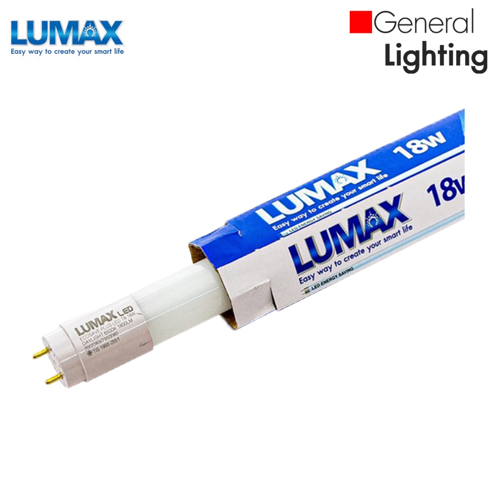 หลอดไฟยาว หลอดนีออนยาว LUMAX ลูแมกซ์ L&E รุ่นไฟเข้าสองทาง แสงขาว (LED9W 60cm/LED18W 120cm) มี ...