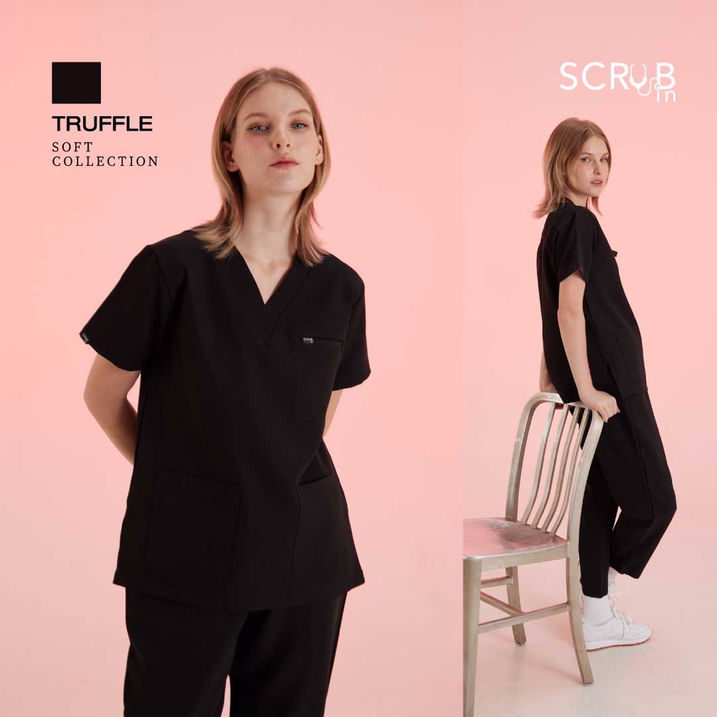 Scrub in | ชุดสครับคอวีพร้อมส่ง unisex สี Truffle รุ่น Soft | Shopee ...
